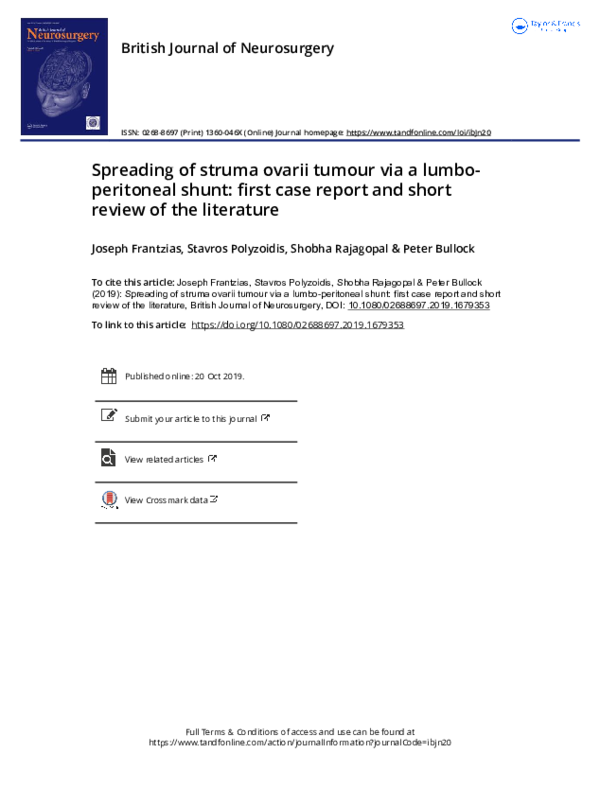 (PDF) Spreading of struma ovarii tumour via a lumbo-peritoneal shunt ...
