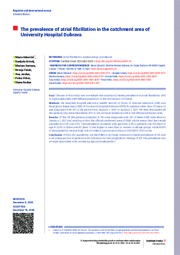 (PDF) The prevalence of atrial fibrillation in the catchment area of ...