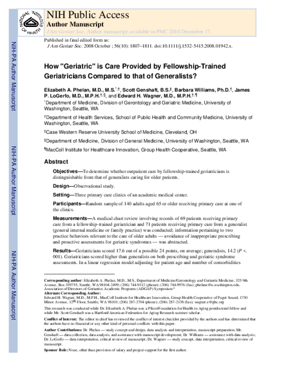 (PDF) A Comparison of How Generalists and Fellowship‐Trained ...