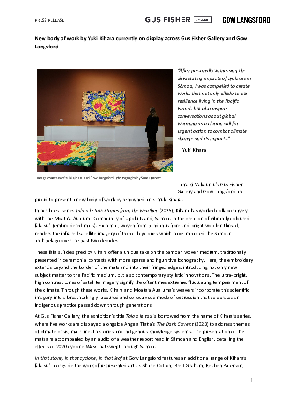 (PDF) New body of work by Yuki Kihara currently on display across Gus ...