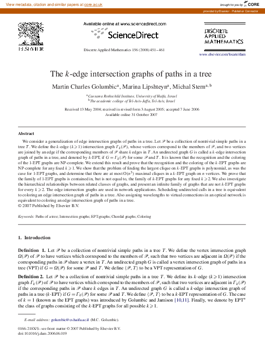 (PDF) The k-edge intersection graphs of paths in a tree
