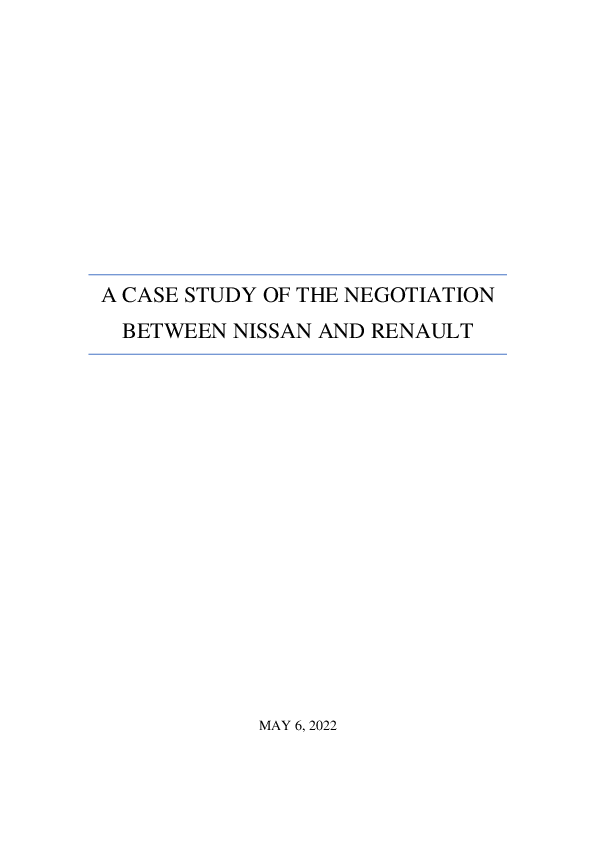 (PDF) A CASE STUDY OF THE NEGOTIATION BETWEEN NISSAN AND RENAULT