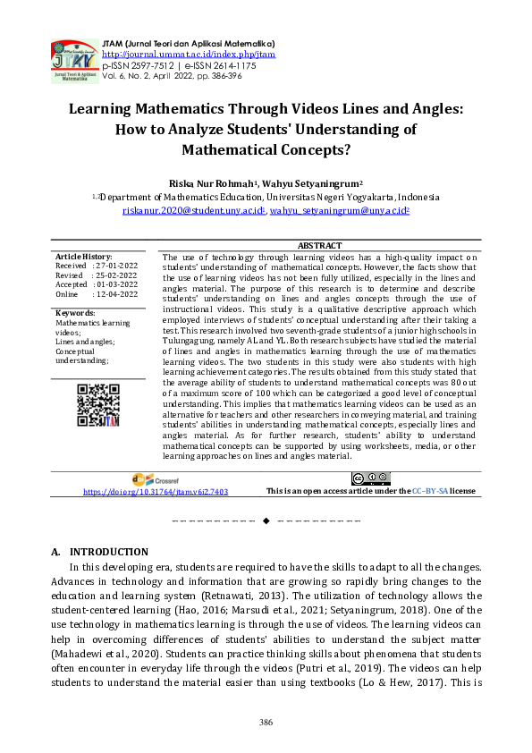(PDF) Learning Mathematics Through Videos Lines and Angles: How to ...