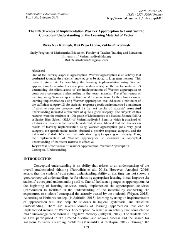 (PDF) The Effectiveness of Implementation Warmer Apperception to ...