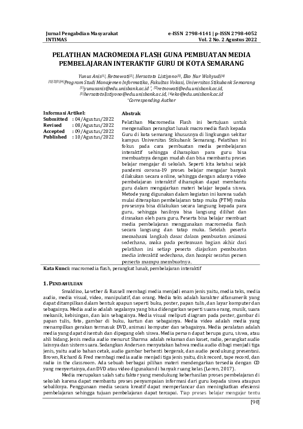 (PDF) Pelatihan Macromedia Flash Guna Pembuatan Media Pembelajaran ...