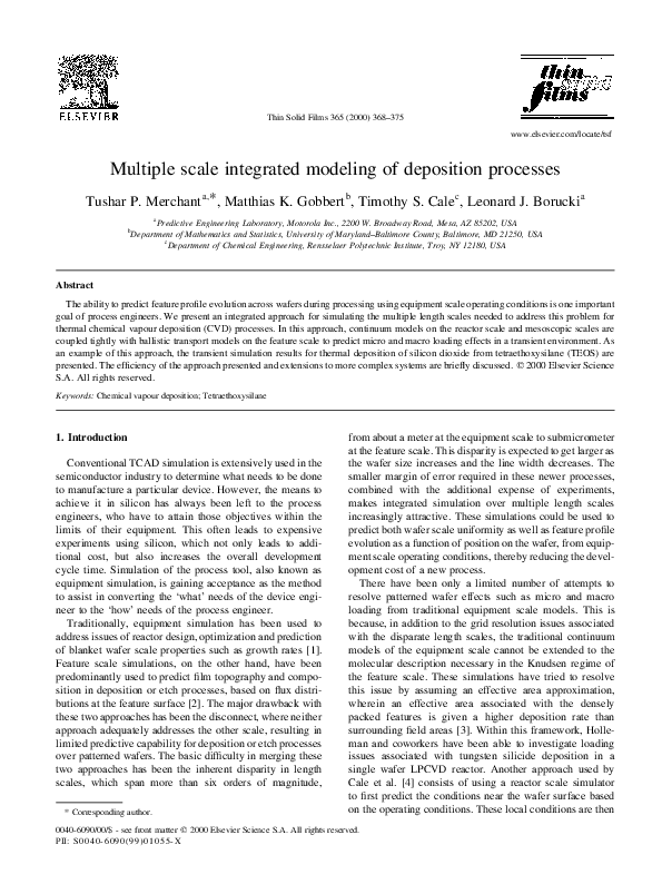 (PDF) Multiple scale integrated modeling of deposition processes