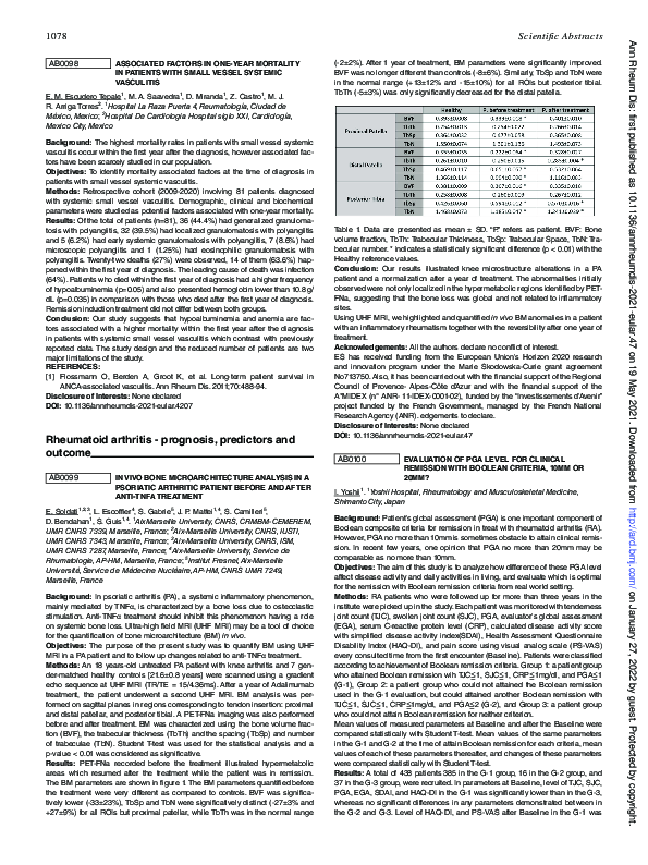 (PDF) AB0099 IN Vivo Bone Microarchitecture Analysis in a Psoriatic ...