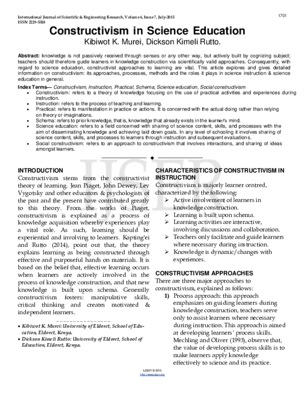(PDF) Constructivism in Science Education