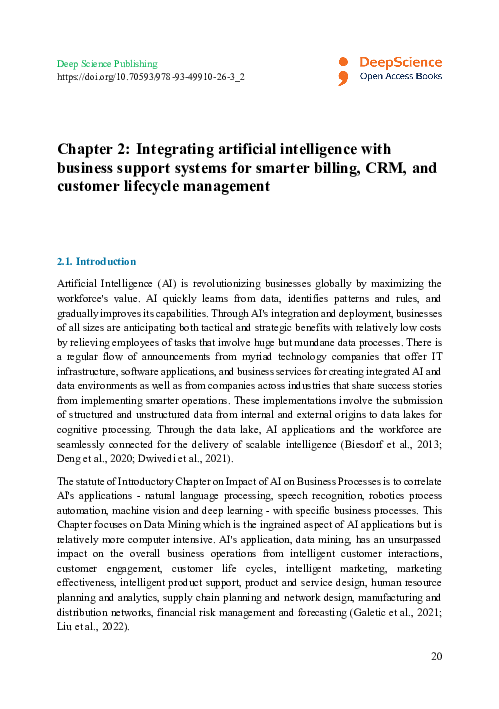(PDF) Chapter 2: Integrating artificial intelligence with business support systems for smarter ...