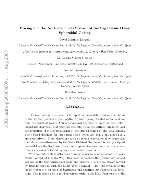 (PDF) Tracing Out the Northern Tidal Stream of the Sagittarius Dwarf ...
