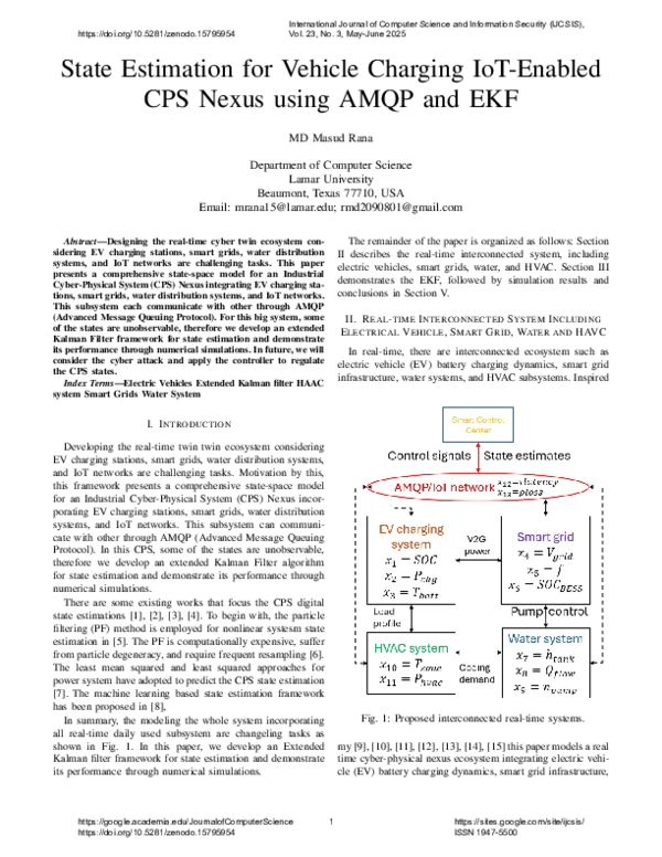 (PDF) State Estimation for Vehicle Charging IoT-Enabled CPS Nexus using ...