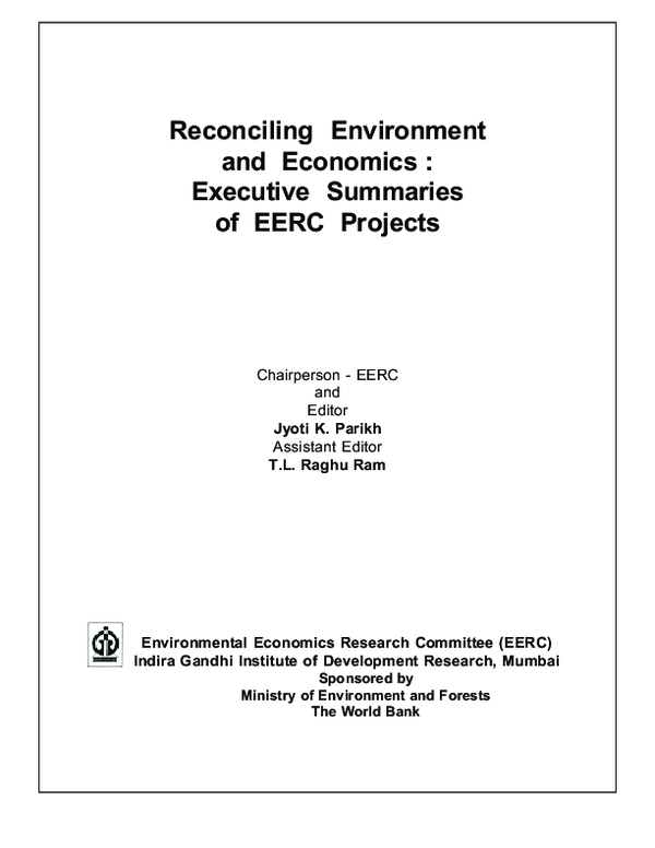 (PDF) Reconciling Environment and Economics: Executive Summaries of EERC Projects