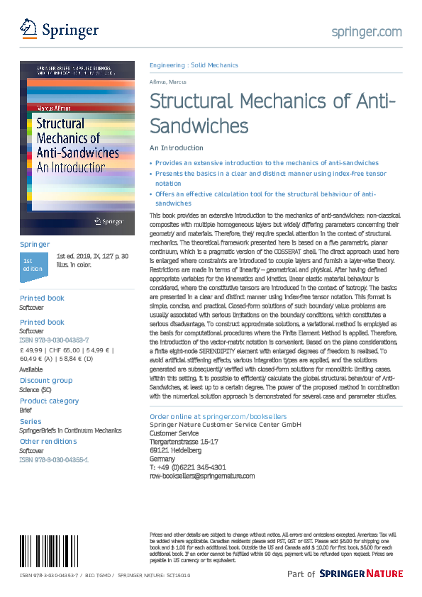 (PDF) Structural Mechanics of Anti-Sandwiches. An Introduction