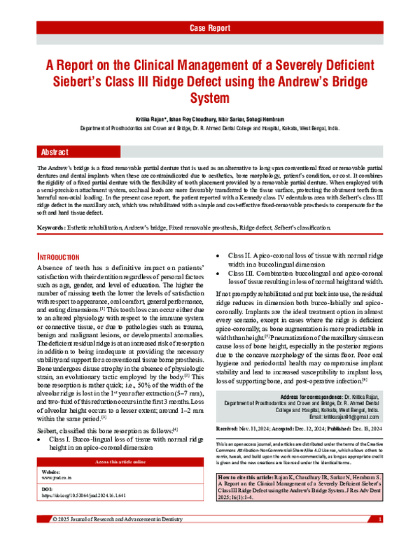 (PDF) A Report on the Clinical Management of a Severely Deficient ...