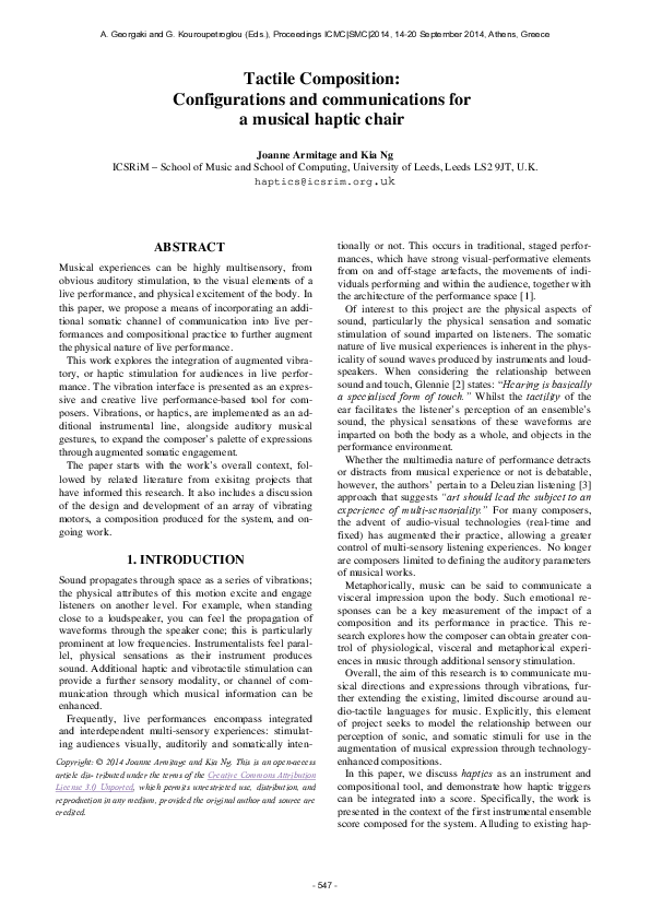 (PDF) Tactile Composition: Configurations and communications for a ...