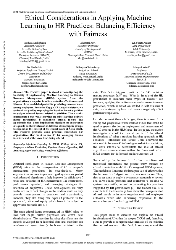(PDF) Ethical Considerations in Applying Machine Learning to HR ...