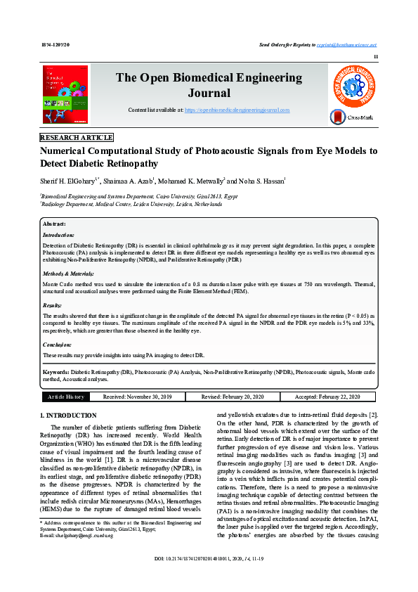 (PDF) Numerical Computational Study of Photoacoustic Signals from Eye ...