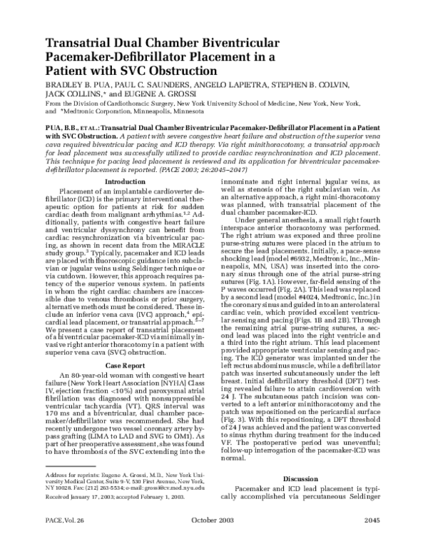 (PDF) Transatrial Dual Chamber Biventricular Pacemaker‐Defibrillator ...