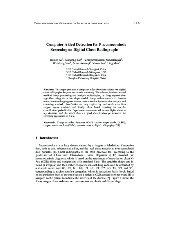 Pdf Computer Aided Detection For Pneumoconiosis Screening On Digital Chest Radiographs