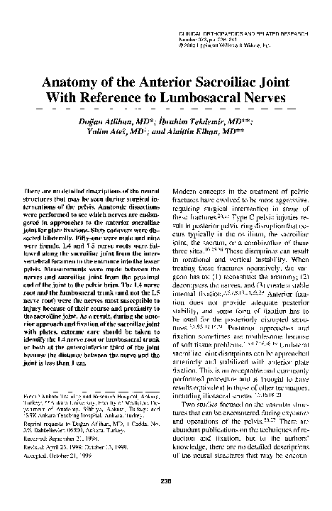 (PDF) Anatomy of the Anterior Sacroiliac Joint With Reference to ...