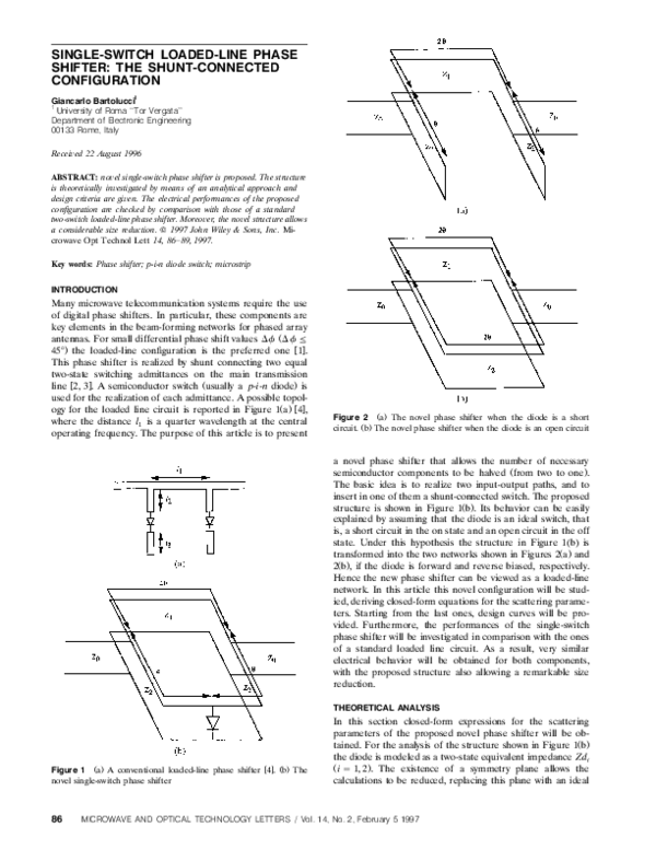 (PDF) Single-switch loaded-line phase shifter: The shunt-connected ...