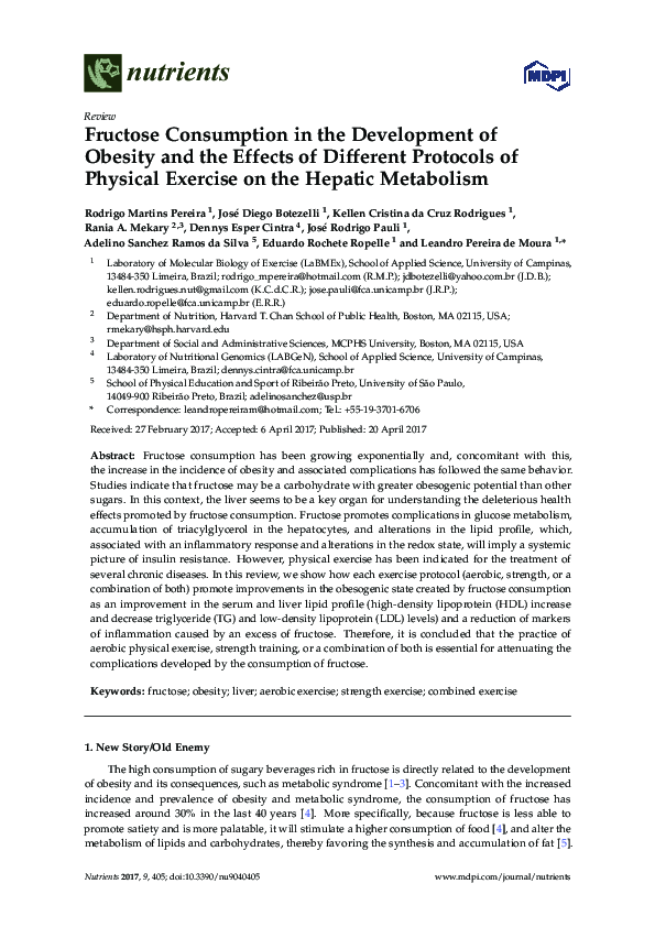 (PDF) Fructose Consumption in the Development of Obesity and the ...