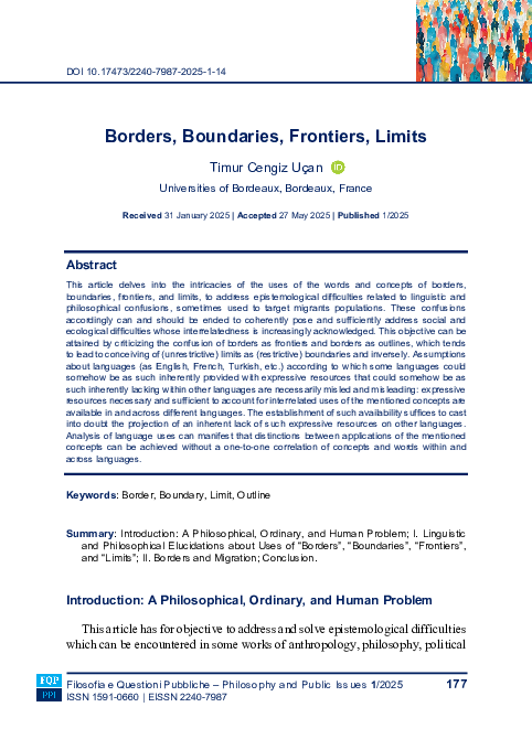 (PDF) Borders, Boundaries, Frontiers, Limits