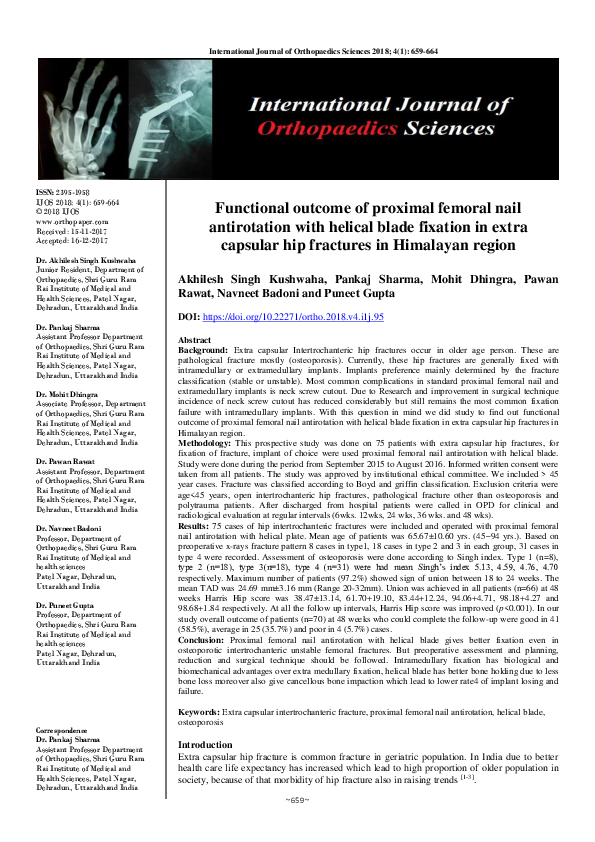 (PDF) Functional outcome of proximal femoral nail antirotation with ...