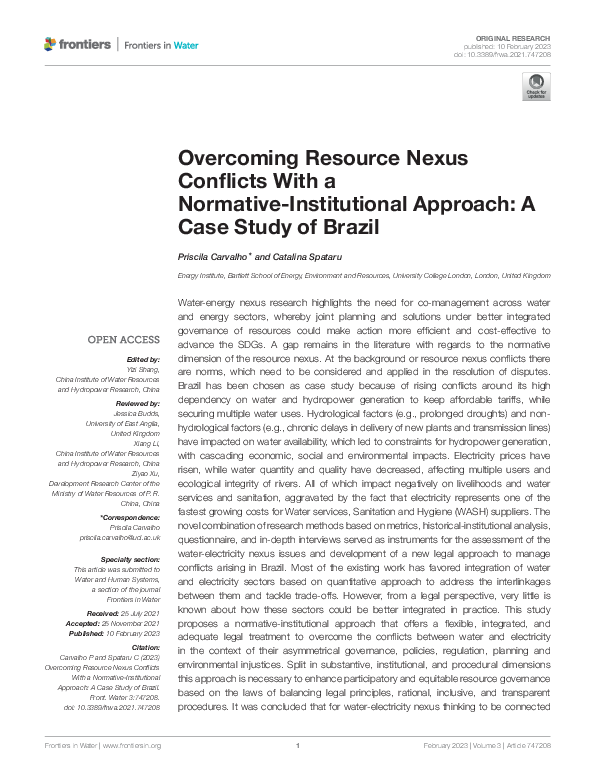 (PDF) Overcoming Resource Nexus Conflicts With a Normative ...
