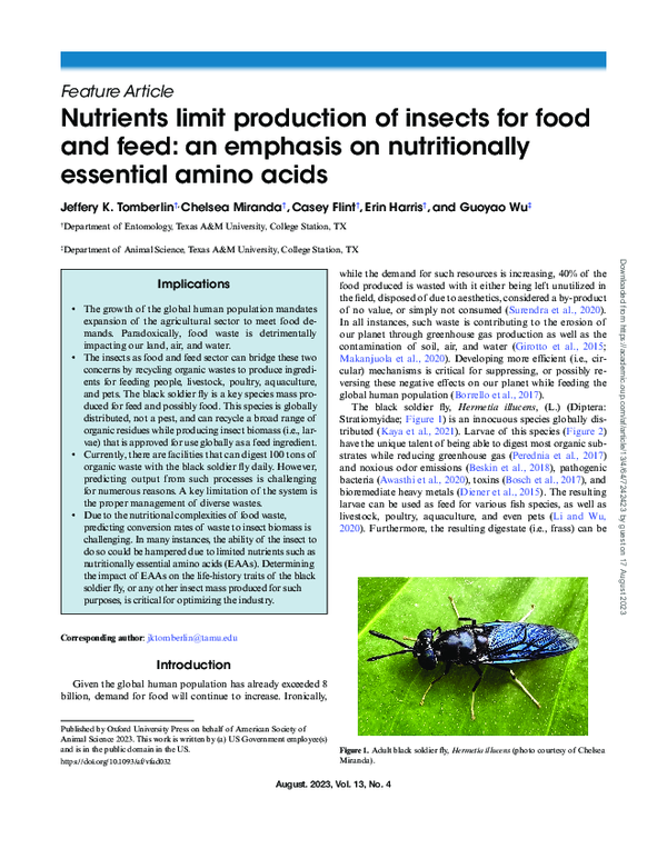 (PDF) Nutrients limit production of insects for food and feed: an ...