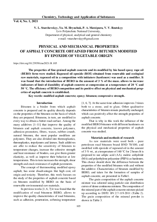 (PDF) Рhysical and Mechanical Properties of Asphalt Concrete Obtained ...