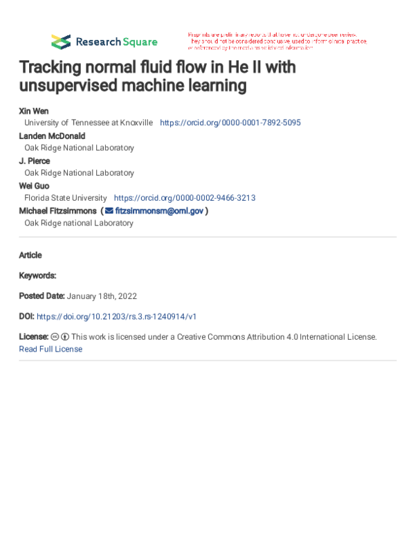 (PDF) Tracking normal fluid flow in He II with unsupervised machine ...