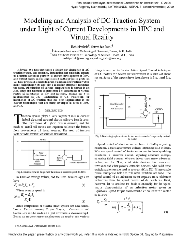 (PDF) Modeling and analysis of DC traction system under light of ...