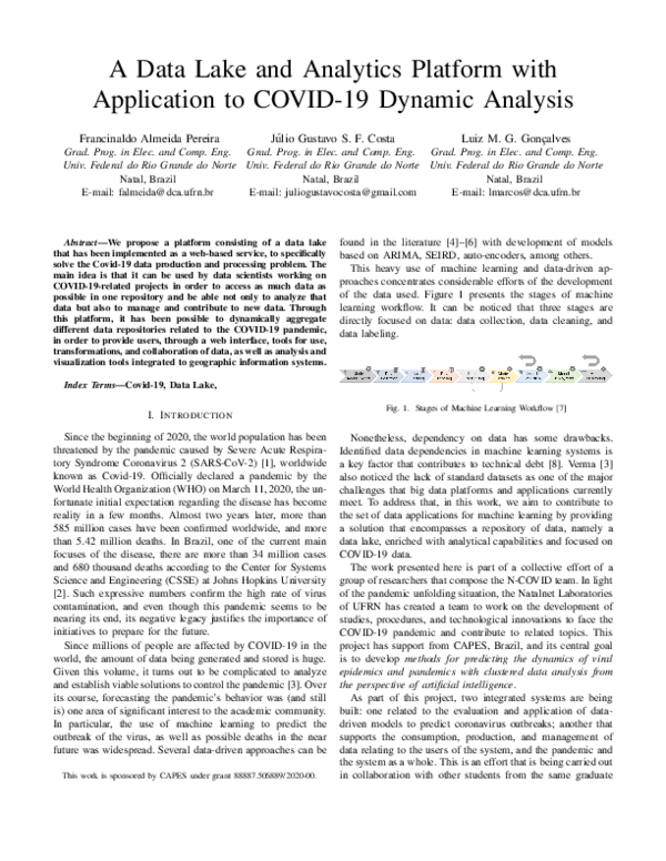 (PDF) A Data Lake and Analytics Platform with Application to COVID-19 ...