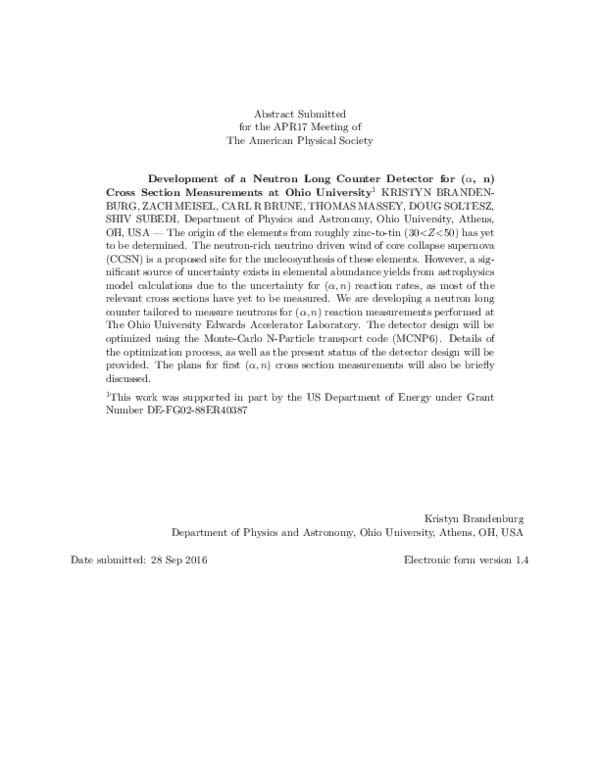 (PDF) Development of a Neutron Long Counter Detector for ($\alpha$, n ...