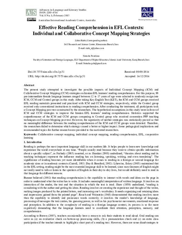 (PDF) Effective Reading Comprehension in EFL Contexts: Individual and ...