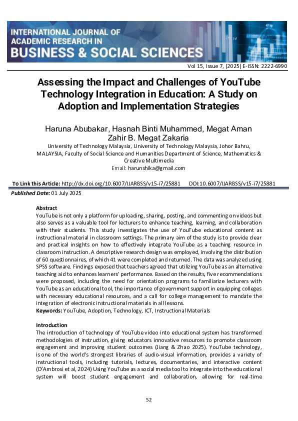 (PDF) Assessing the Impact and Challenges of YouTube Technology ...