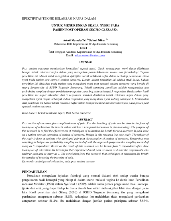(PDF) Efektifitas Teknik Relaksasi Nafas Dalam Untuk Menurunkan Skala ...