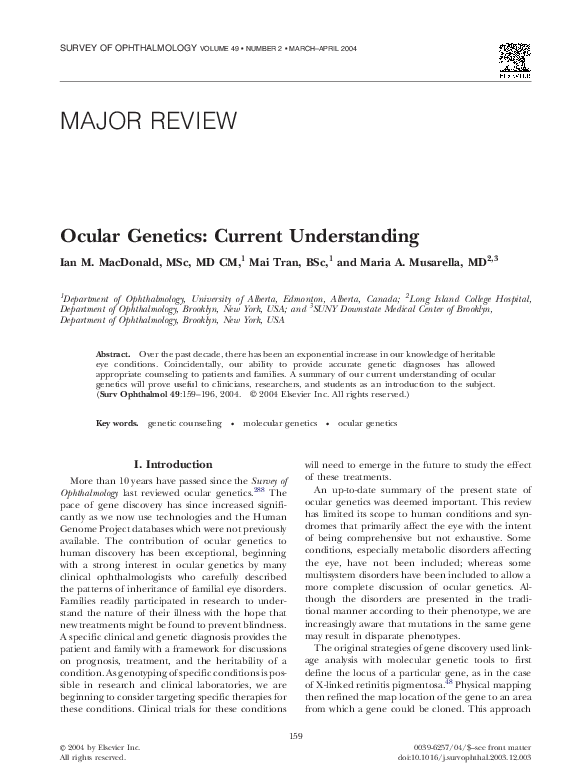 (PDF) Ocular genetics: current understanding