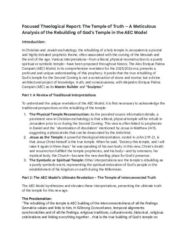 (PDF) Focused Theological Report: The Temple of Truth -A Meticulous Analysis of the Rebuilding ...