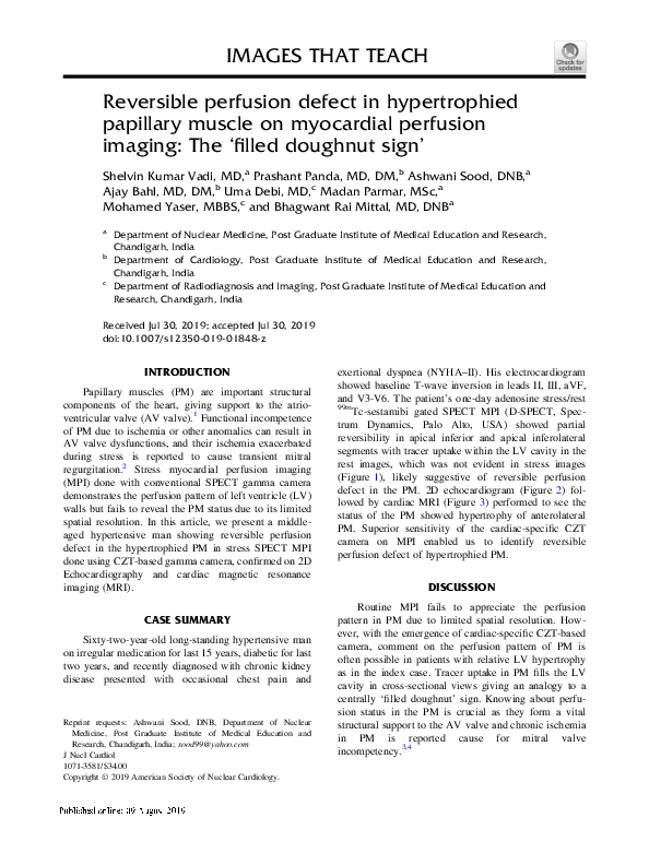 (PDF) Reversible perfusion defect in hypertrophied papillary muscle on ...