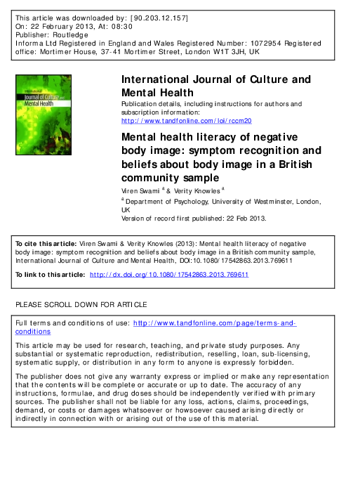 (PDF) Mental health literacy of negative body image: symptom ...
