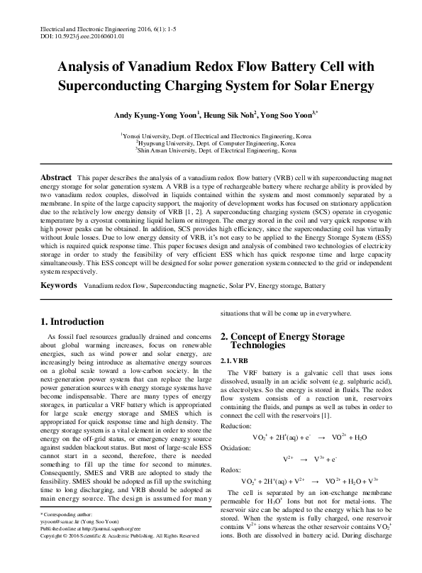 (PDF) Development of Vanadium Redox Flow Battery System