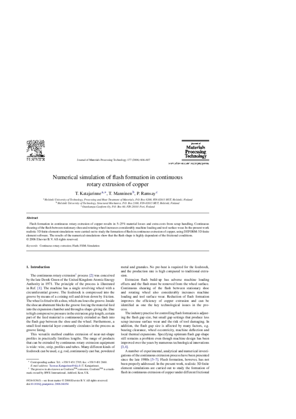 (PDF) Numerical simulation of flash formation in continuous rotary ...