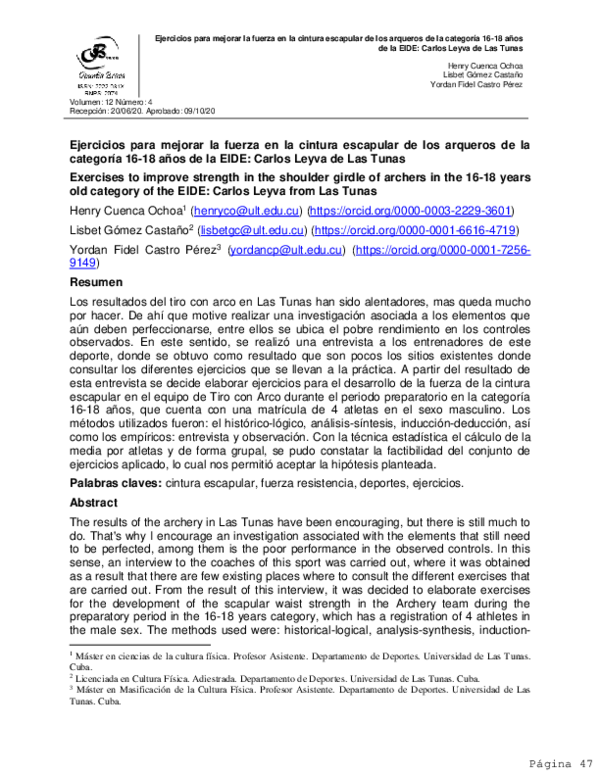 (PDF) Ejercicios para mejorar la fuerza en la cintura escapular de los ...