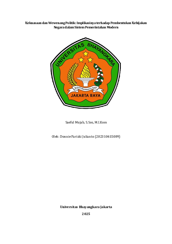 (PDF) Kekuasaan dan Wewenang Politik: Implikasinya terhadap Pembentukan ...