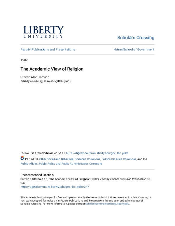 (PDF) The Academic View of Religion
