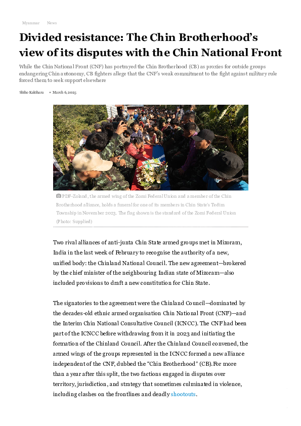 (PDF) Divided resistance: The Chin Brotherhood's view of its disputes ...