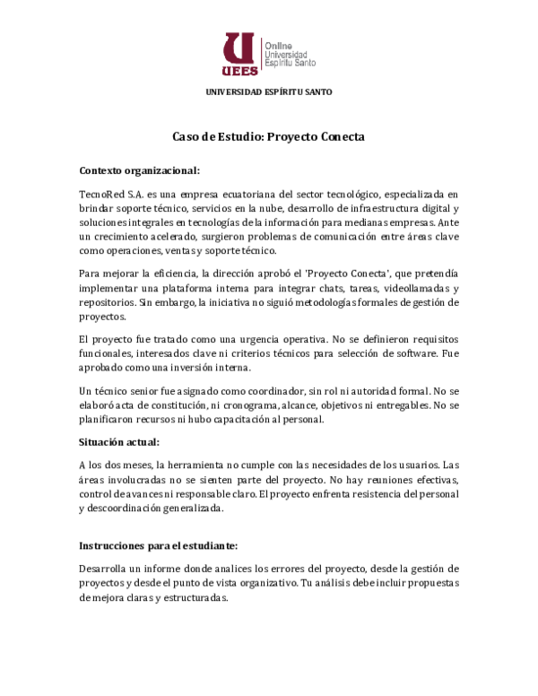 (PDF) Caso de Estudio Proyecto Conecta