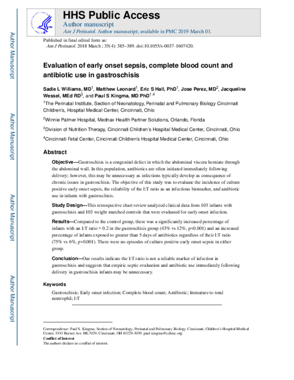(PDF) Evaluation of Early Onset Sepsis, Complete Blood Count, and ...